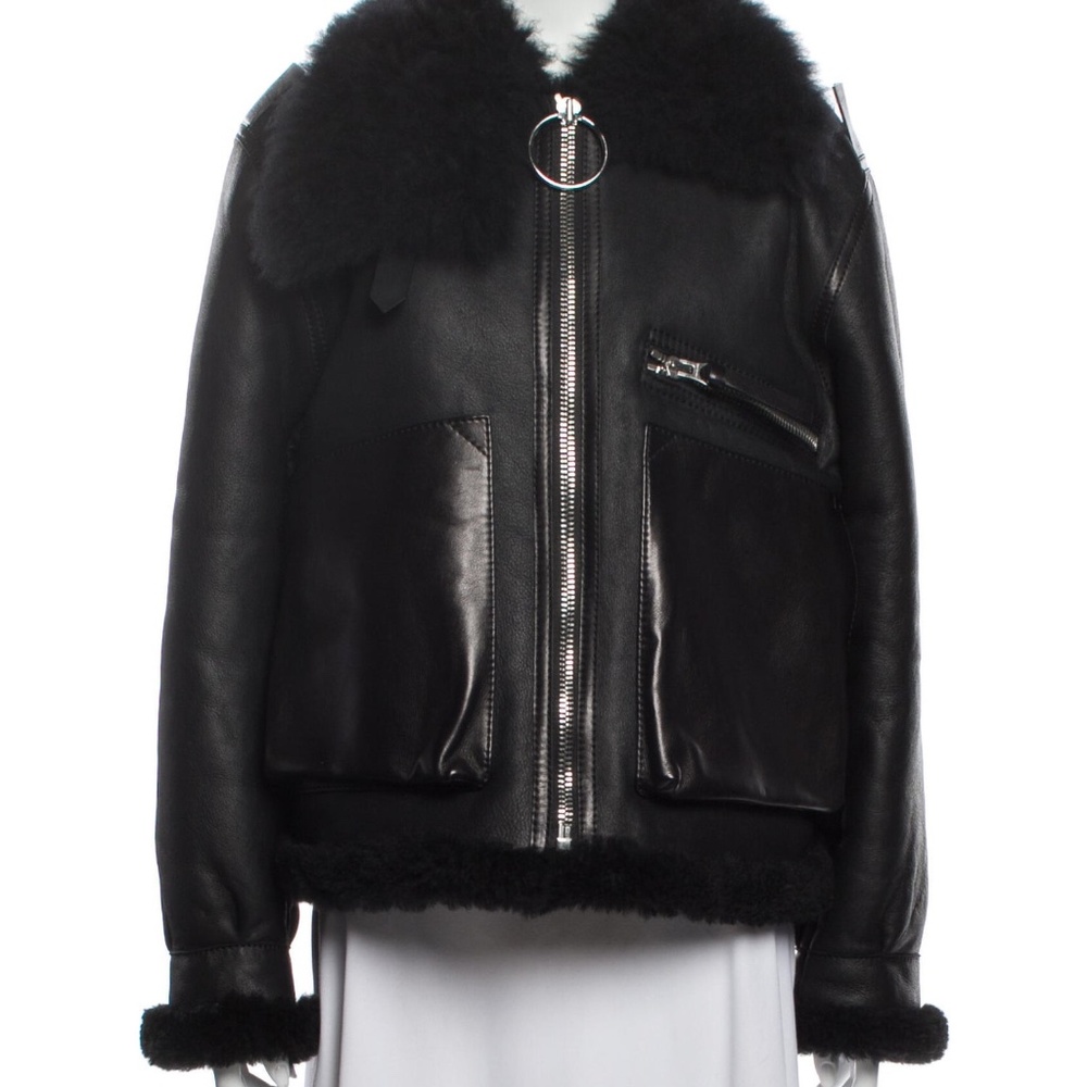 Acne Studios Shearling Black Leather Jacket - Gem